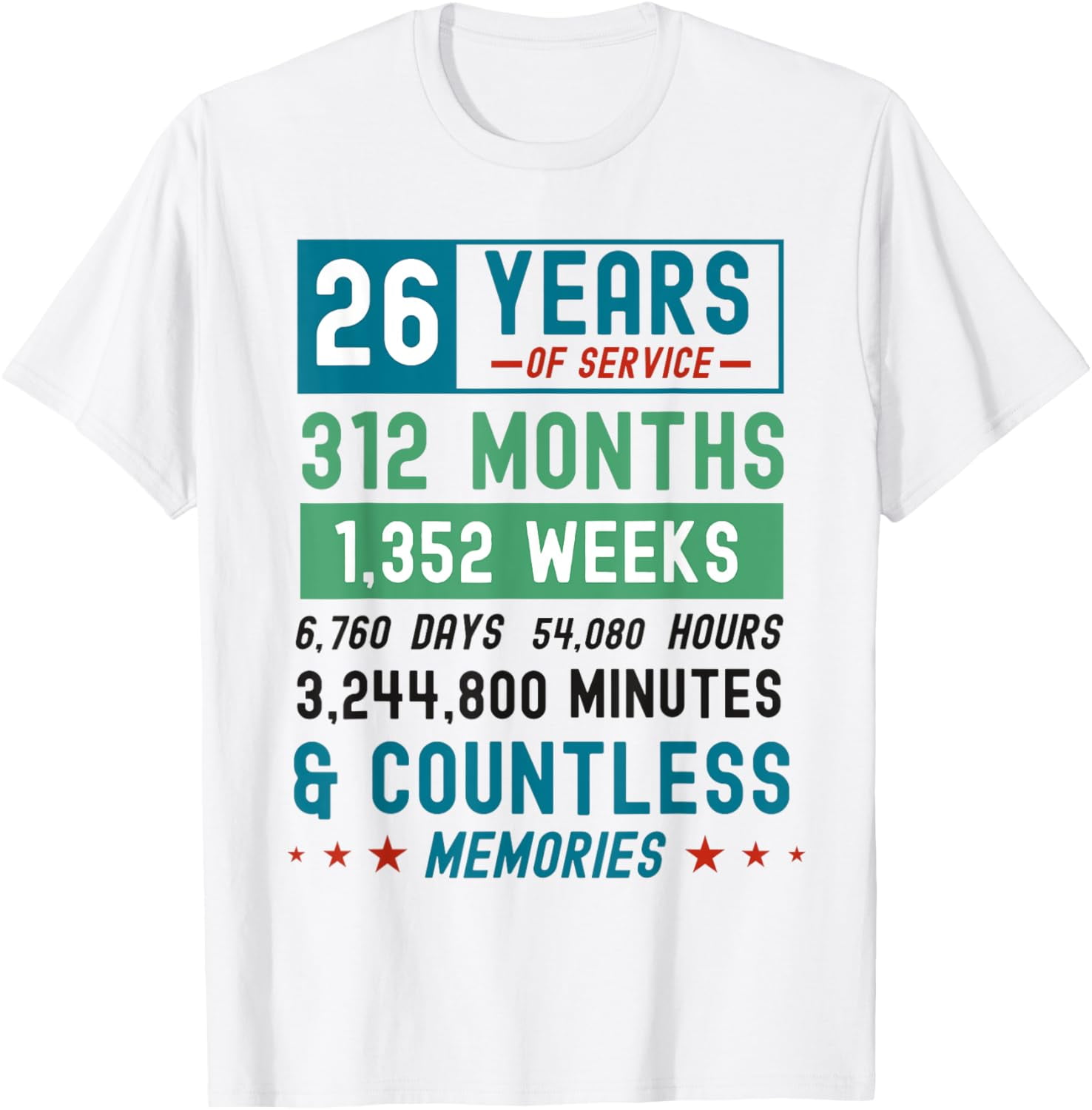 Retired 26 Years Of Service & Countless Memories Retirement T-Shirt ...