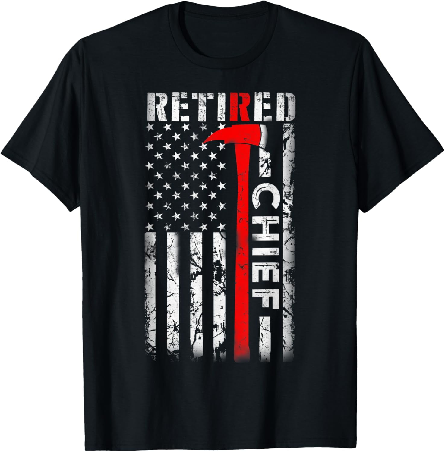 Retired Fire Chief Firefighter Rank Retirement US flag Gifts T-Shirt ...