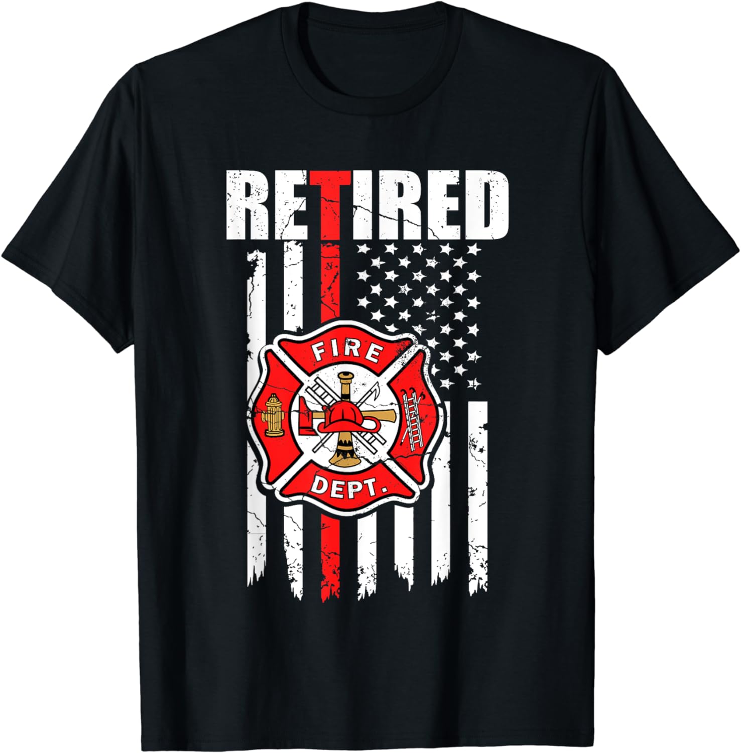 Retired Firefighter American Flag, Retirement 2021, Fireman T-Shirt ...