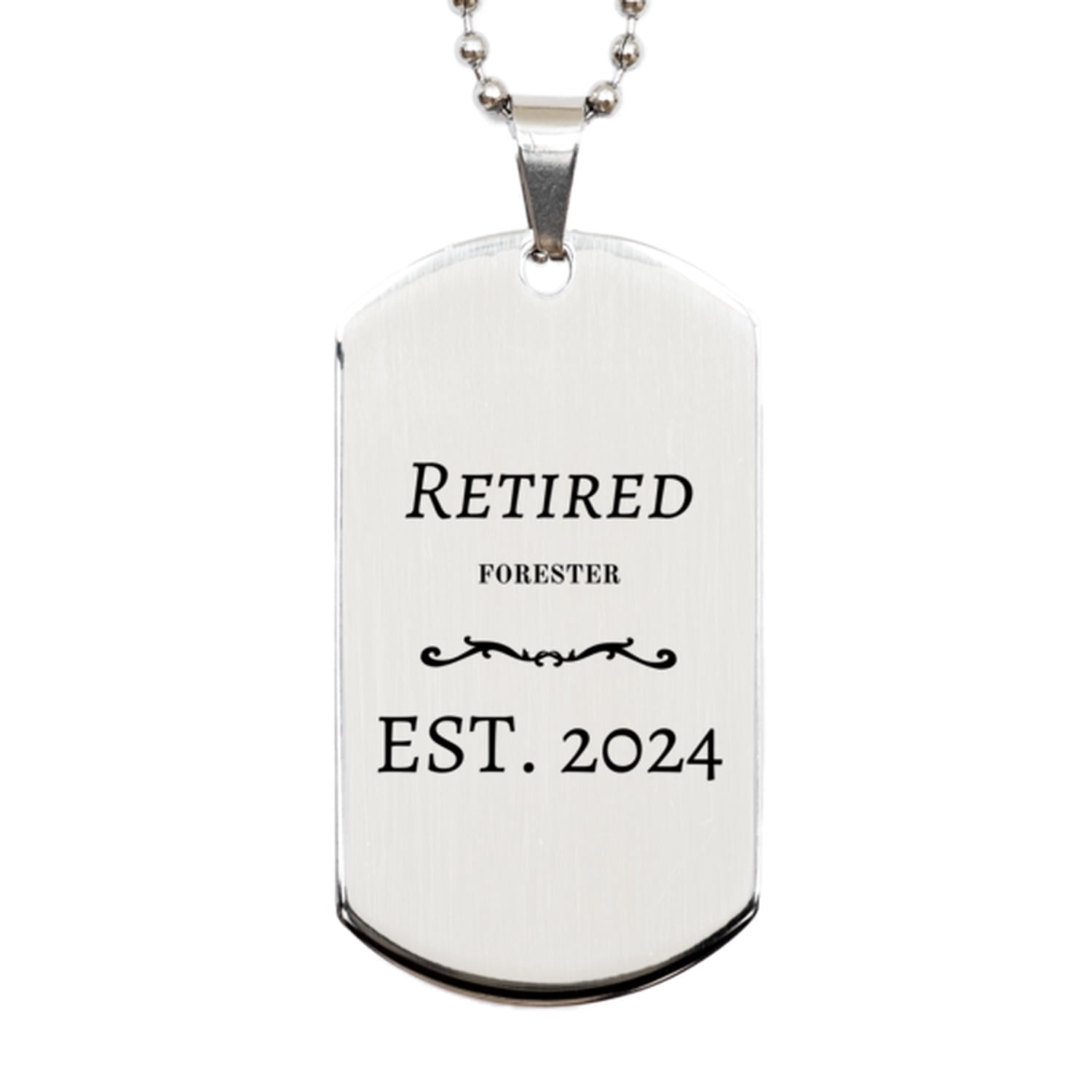 Retired Forester Dog Tag - Silver Engraved Pendant for Him - Perfect ...