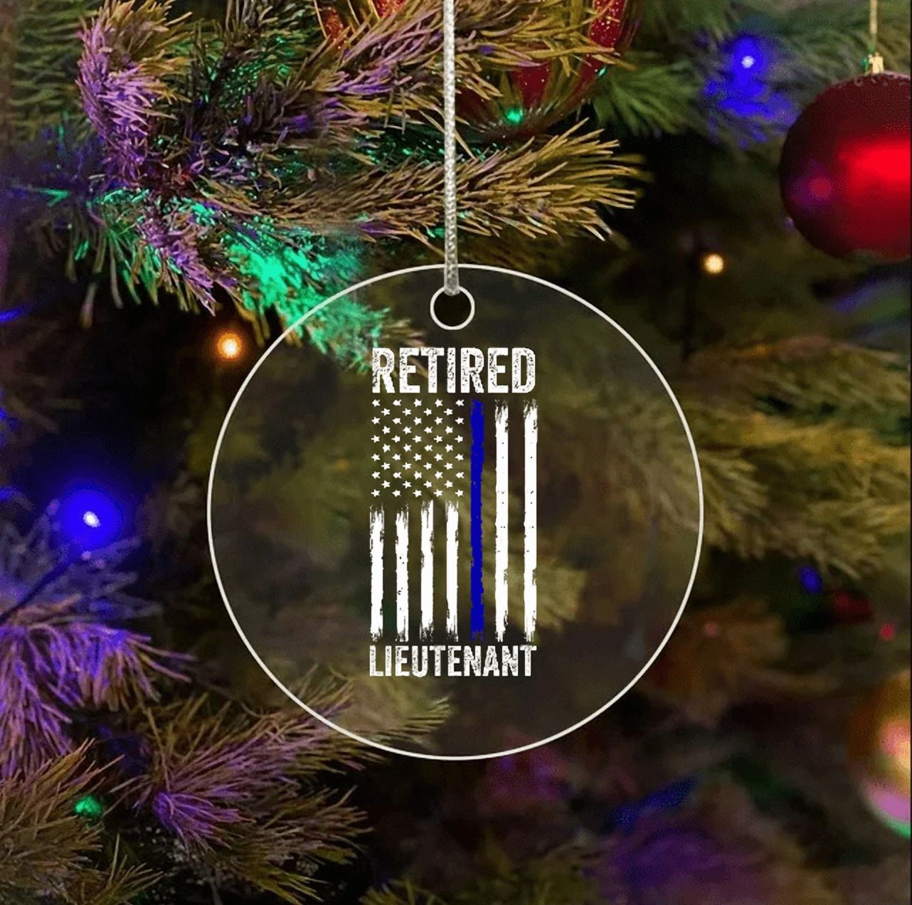 Retired Lieutenant Design Thin Blue Line Retirement Ornament, Home ...
