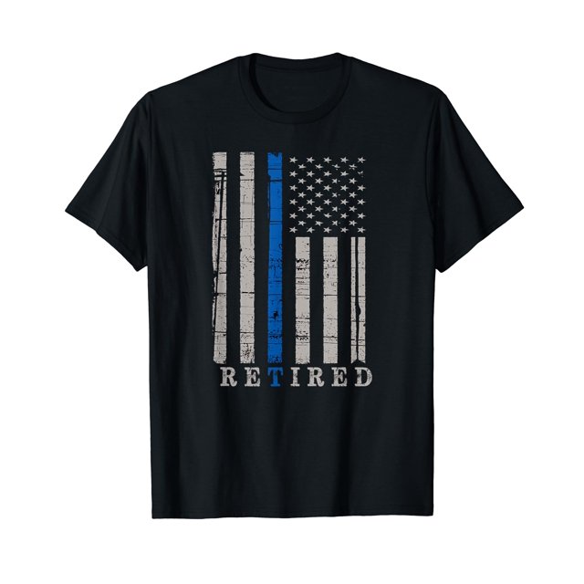 Retired Police Officer Shirt, Thin Blue Line Flag Retirement - Walmart.com