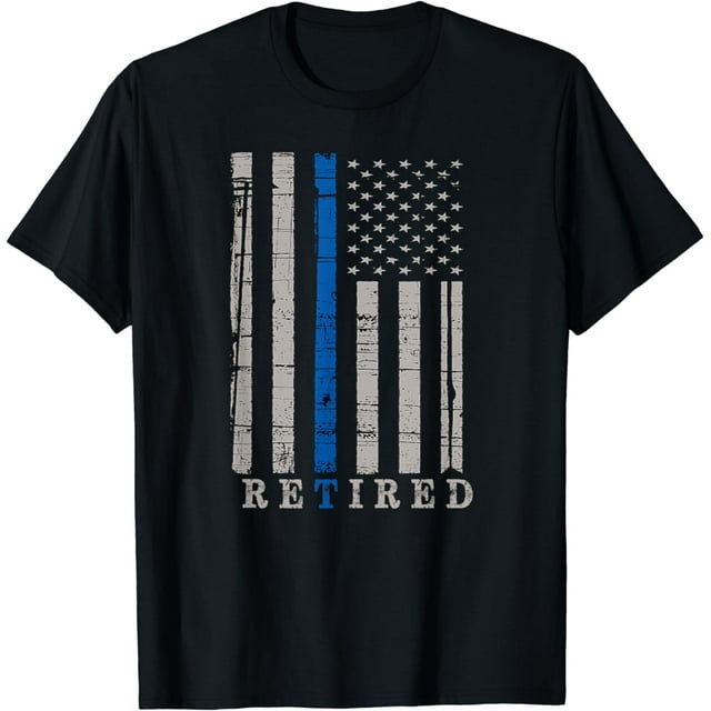 Retired Police Officer Shirt Thin Blue Line Flag Retirement