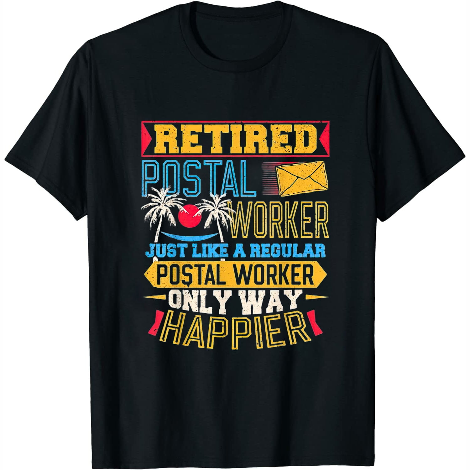 Retired Postal Worker Mailman Retirement Womens T-Shirt Black Large ...