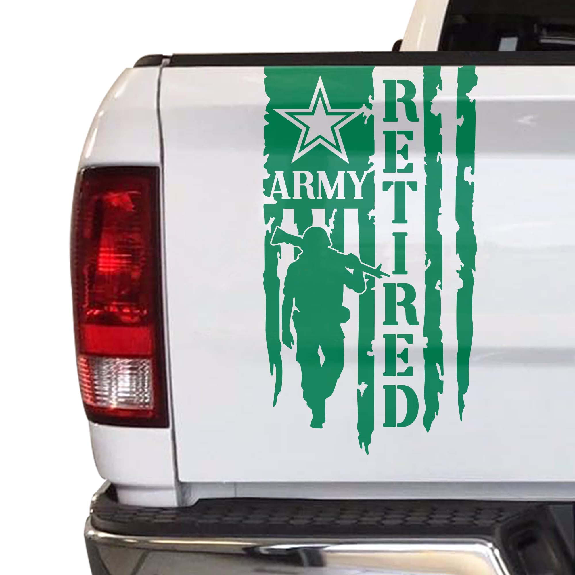 Retired Soldier Veteran Army Distressed American USA US Flag Truck ...