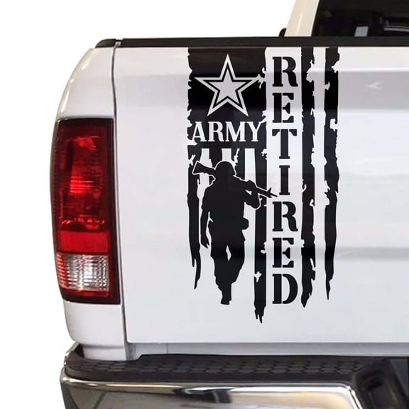 Retired Army Veteran Soldier Distressed American USA US Flag Truck ...