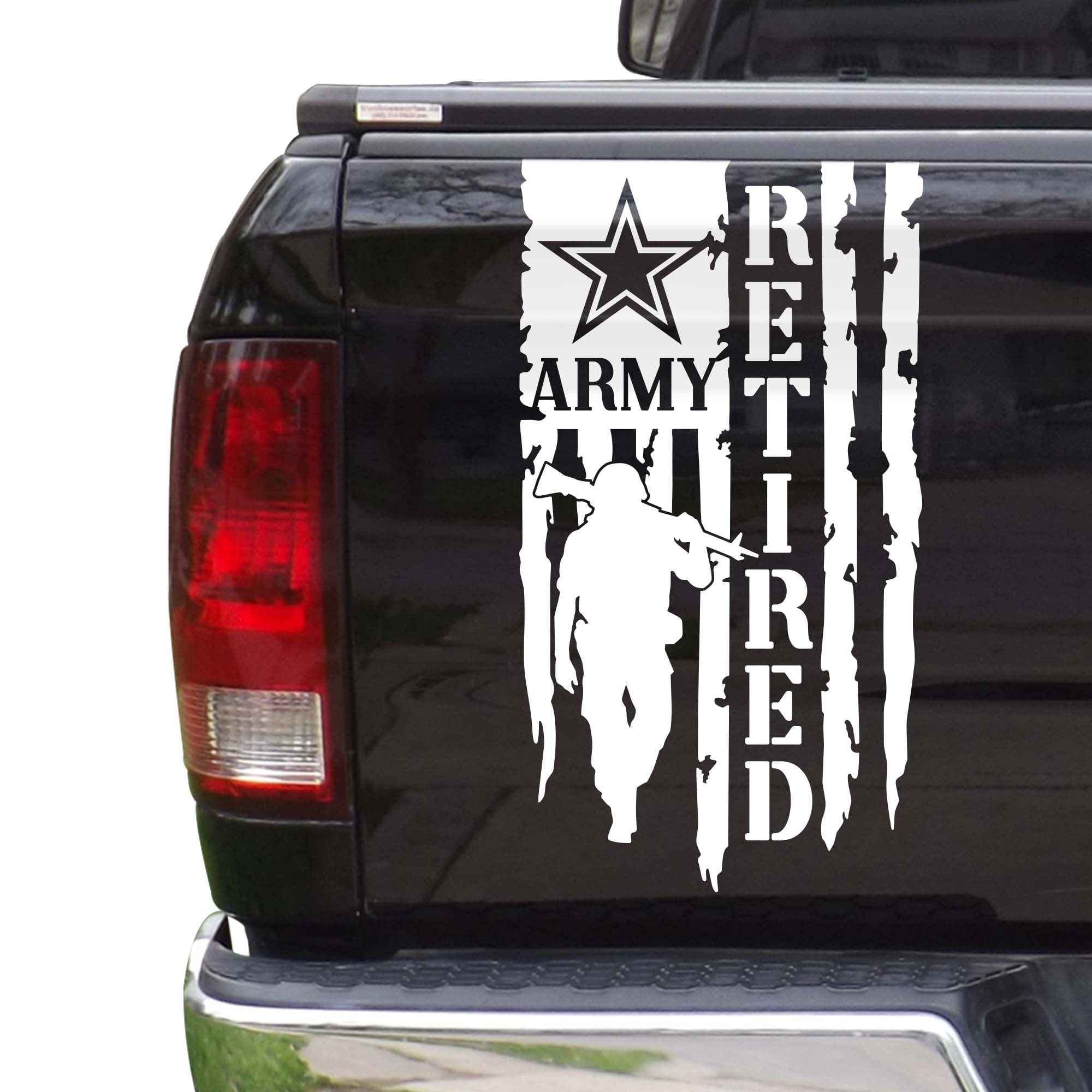 Retired Soldier Veteran Army Distressed American USA US Flag Truck ...