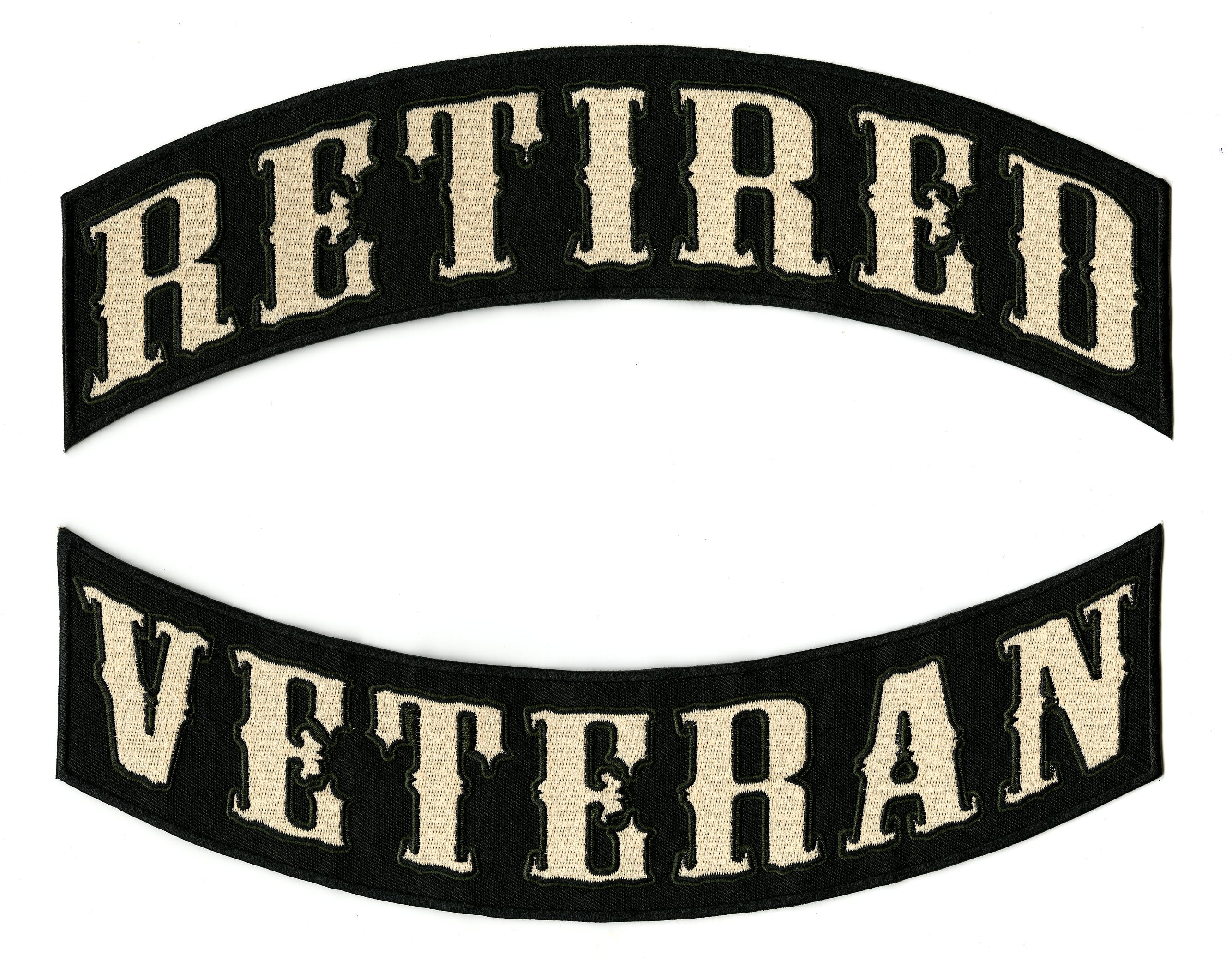 Retired Veteran Rockers 12" | Military Vet Recon Motorcycle Jacket Drab ...