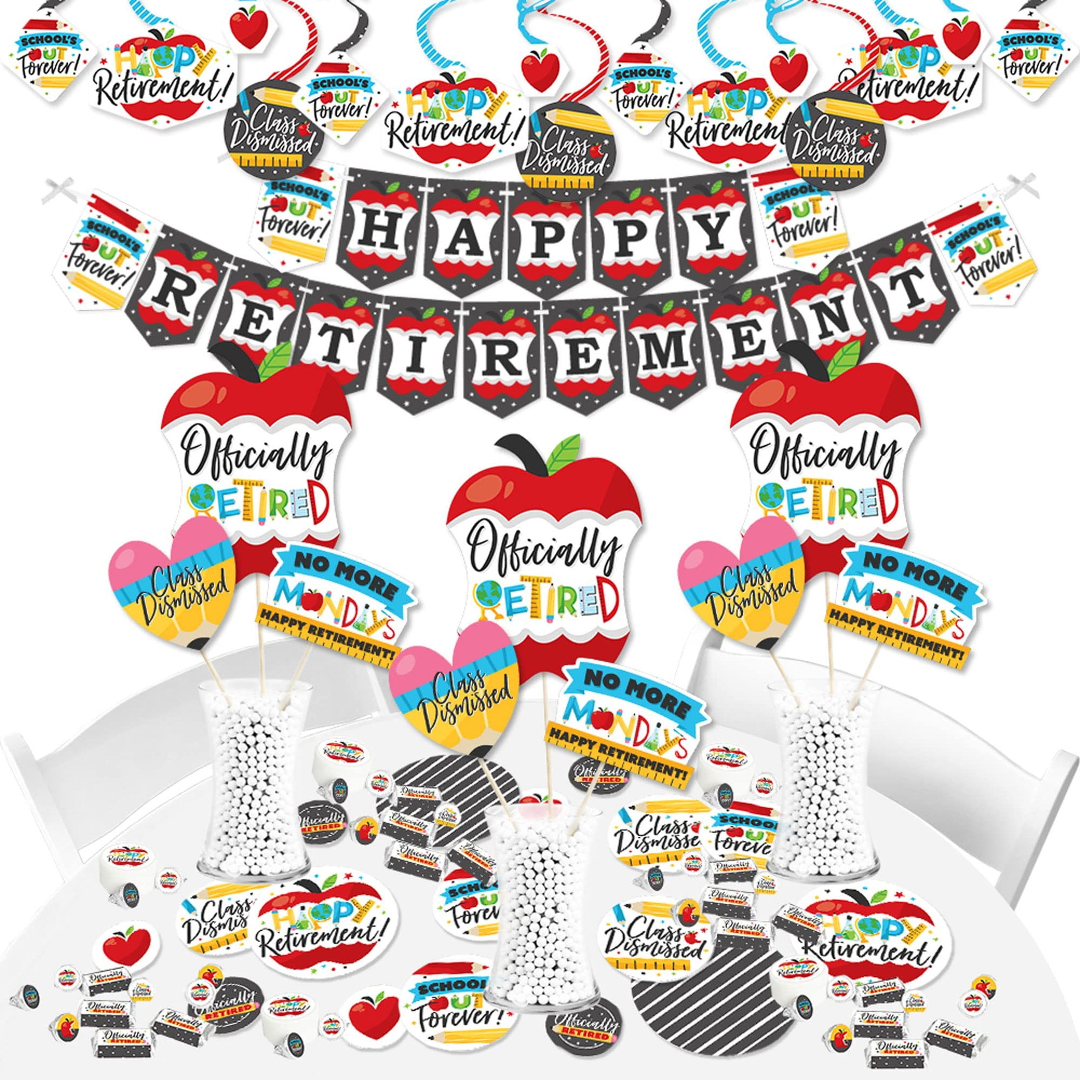 Retiree Celebration Kit - Retirement Party Supplies Bundle - Happy ...