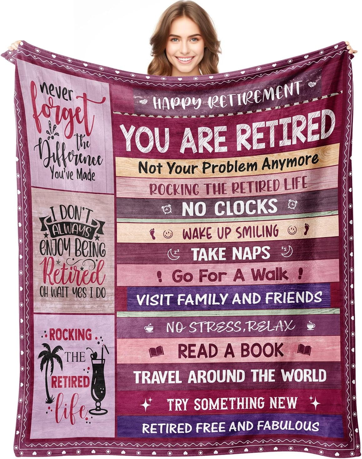 Retirement Blanket Retirement Gift for Women - Happy Retirement 50" X ...
