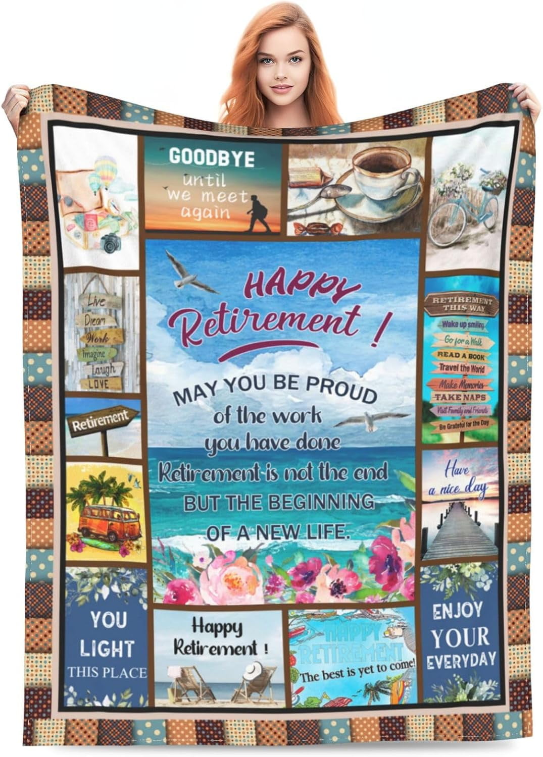 Retirement Blanket Retirement Teacher Gifts for Women Men Adults Happy ...