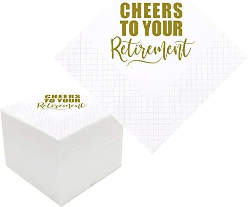 Retirement Cocktail Napkins, 100 Pack Gold Cheers To Your Retirement ...