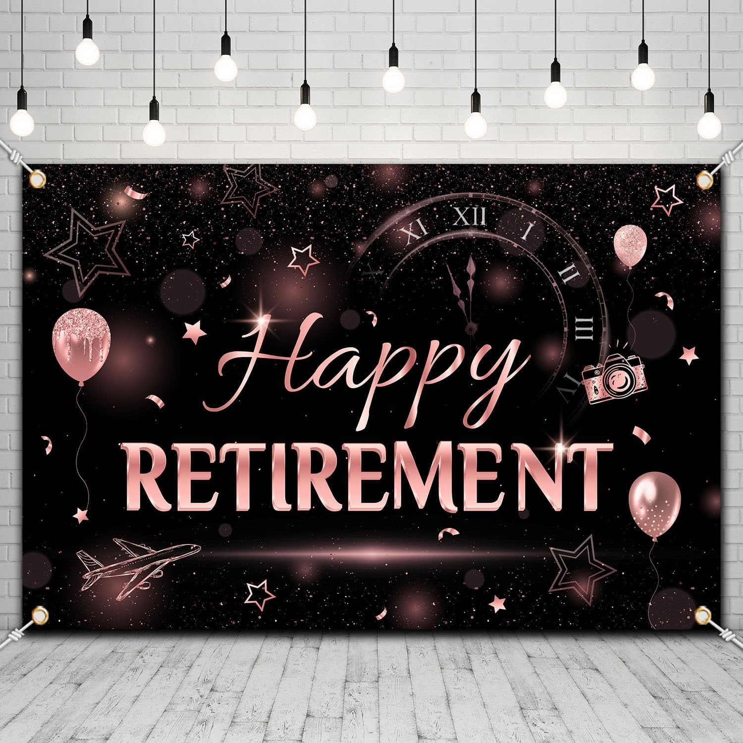 Retirement Decorations,Happy Retirement Backdrop Rose Gold Retirement ...