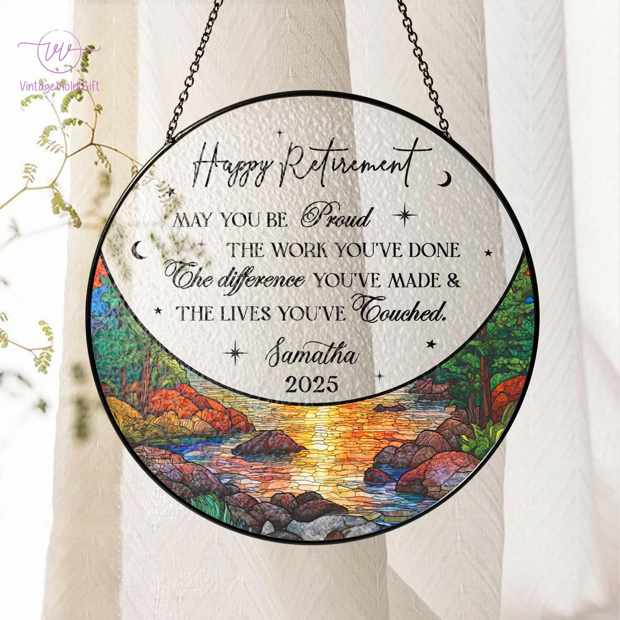 Retirement Gift, Personalized Retirement Stained Glass Suncatcher ...