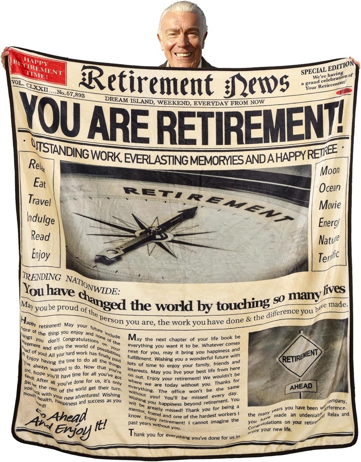 Retirement Gift for Woman & Man, Newspaper Throw Blanket Gift, Farewell ...