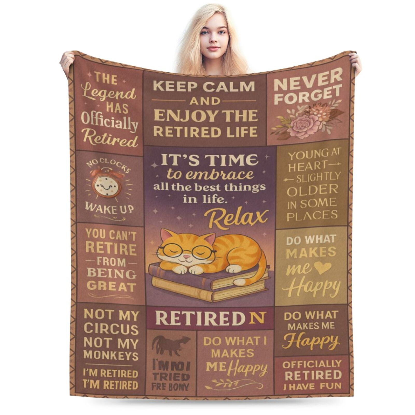 Retirement Gift for Woman, Retirement cat Blanket, Retired Gifts for ...