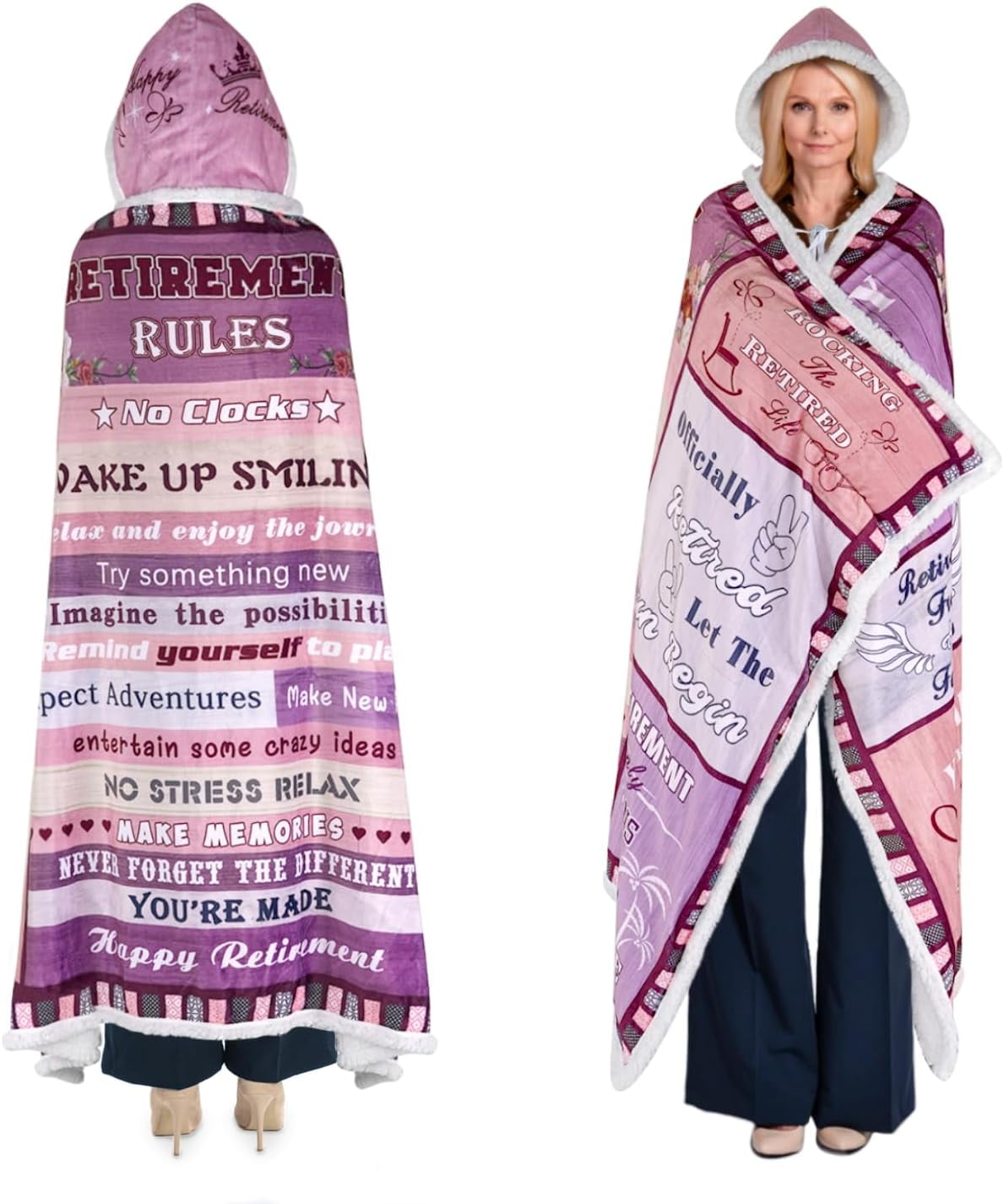 Retirement Gift for Women 2024,Double Layer Sherpa Retirement Wearable Blanket Hoodie,Going Away ...