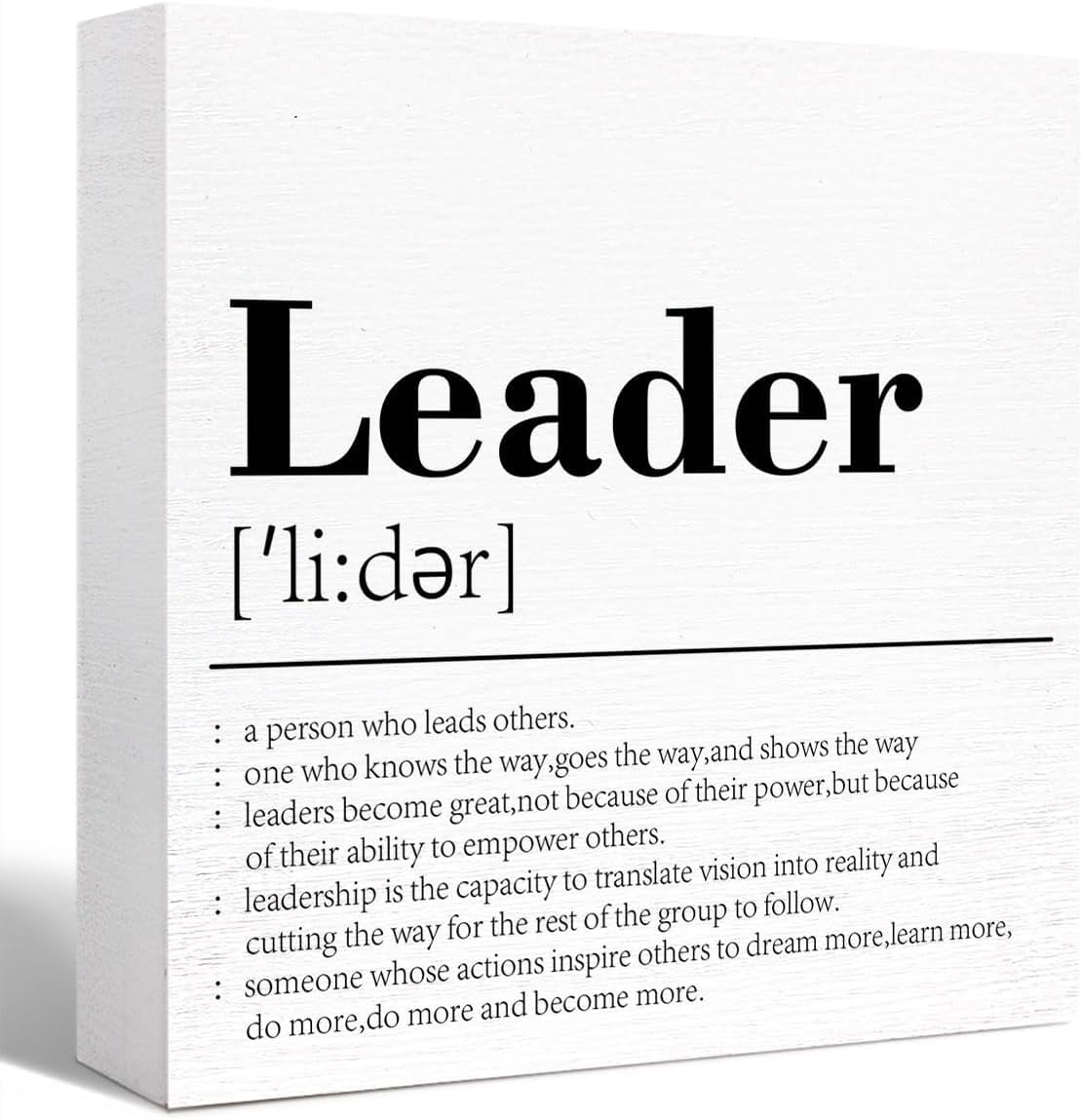 Retirement Gift for Boss,Leader Definition Wooden Block Sign Desk Decor ...