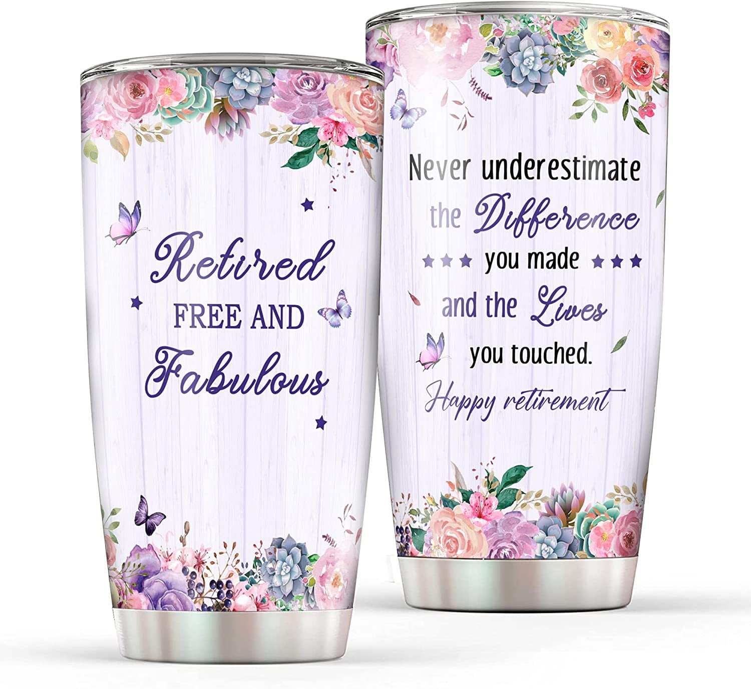 Retirement Gifts Tumbler with Lid and Straw 20 oz Retired Free and ...