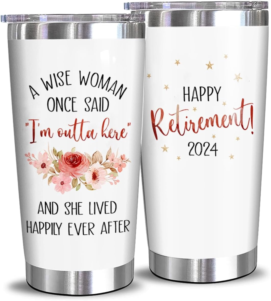 Retirement Gifts for Women 2024 Happy Retirement Tumbler 20oz ...