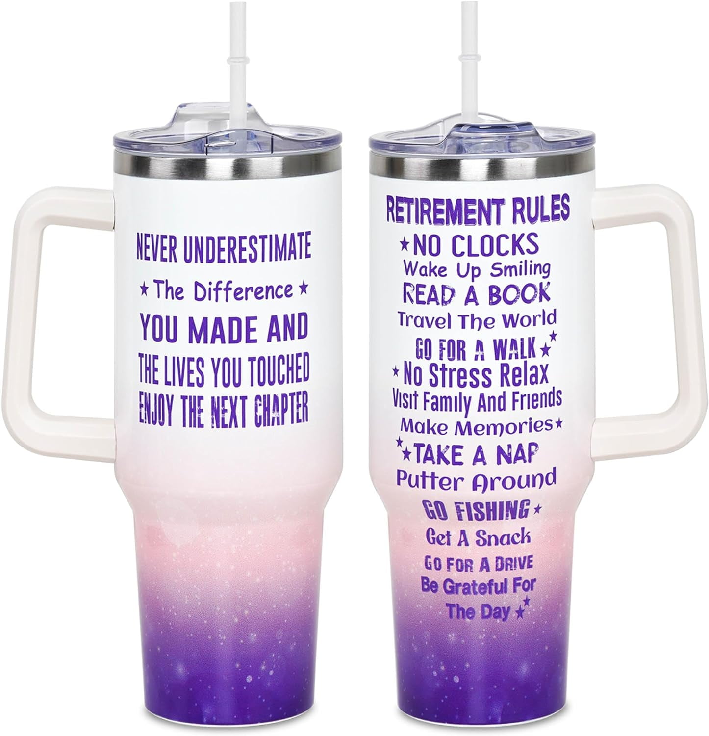 Retirement Gifts for Women, 40 oz Stainless Steel Tumbler with Handle ...