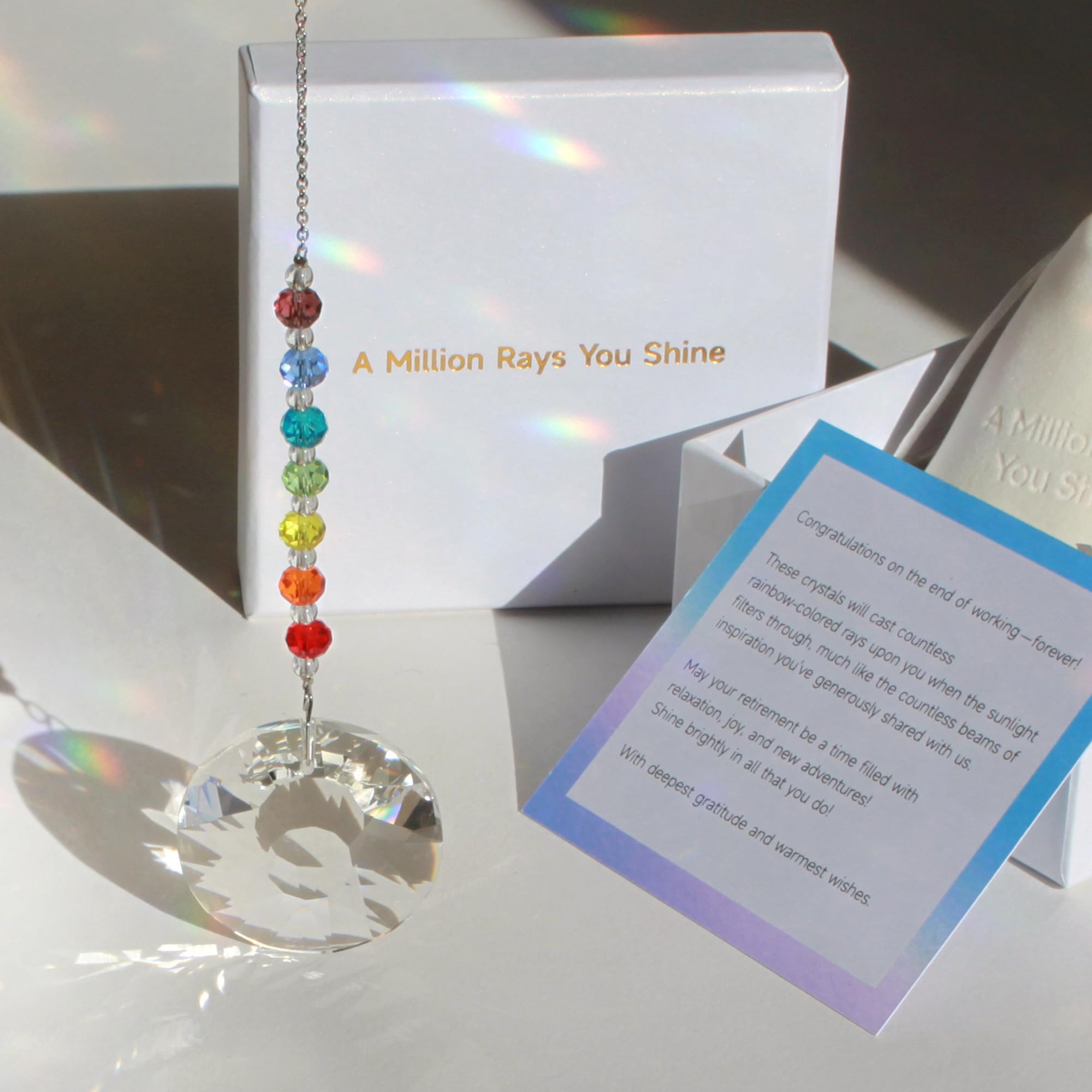 Retirement Gifts for Women Men, Crystal Rainbow Maker Sun Catcher ...