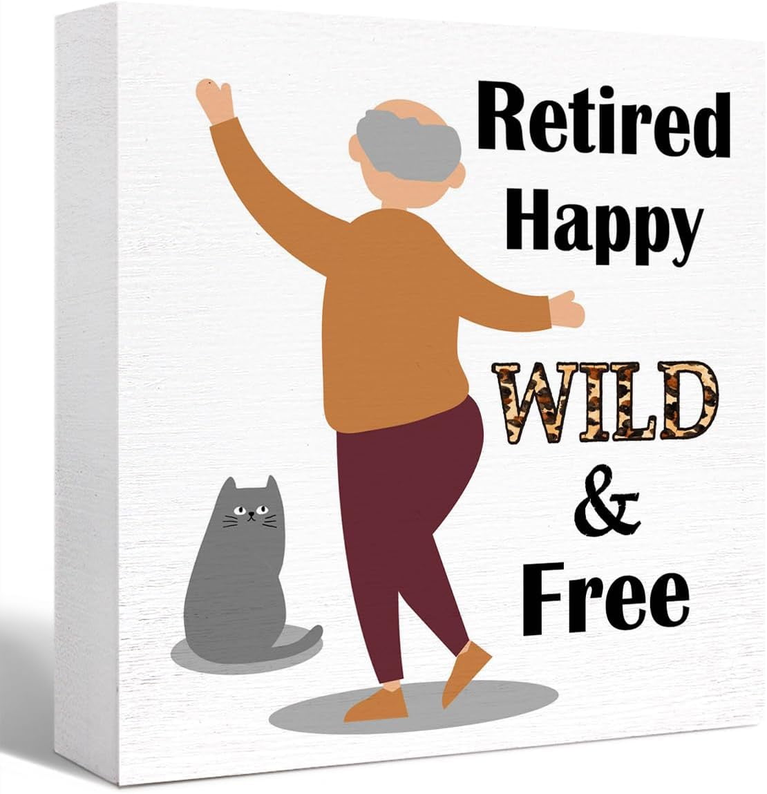Retirement Gifts for Men,Retired Retired Happy Wild and Free Wooden ...
