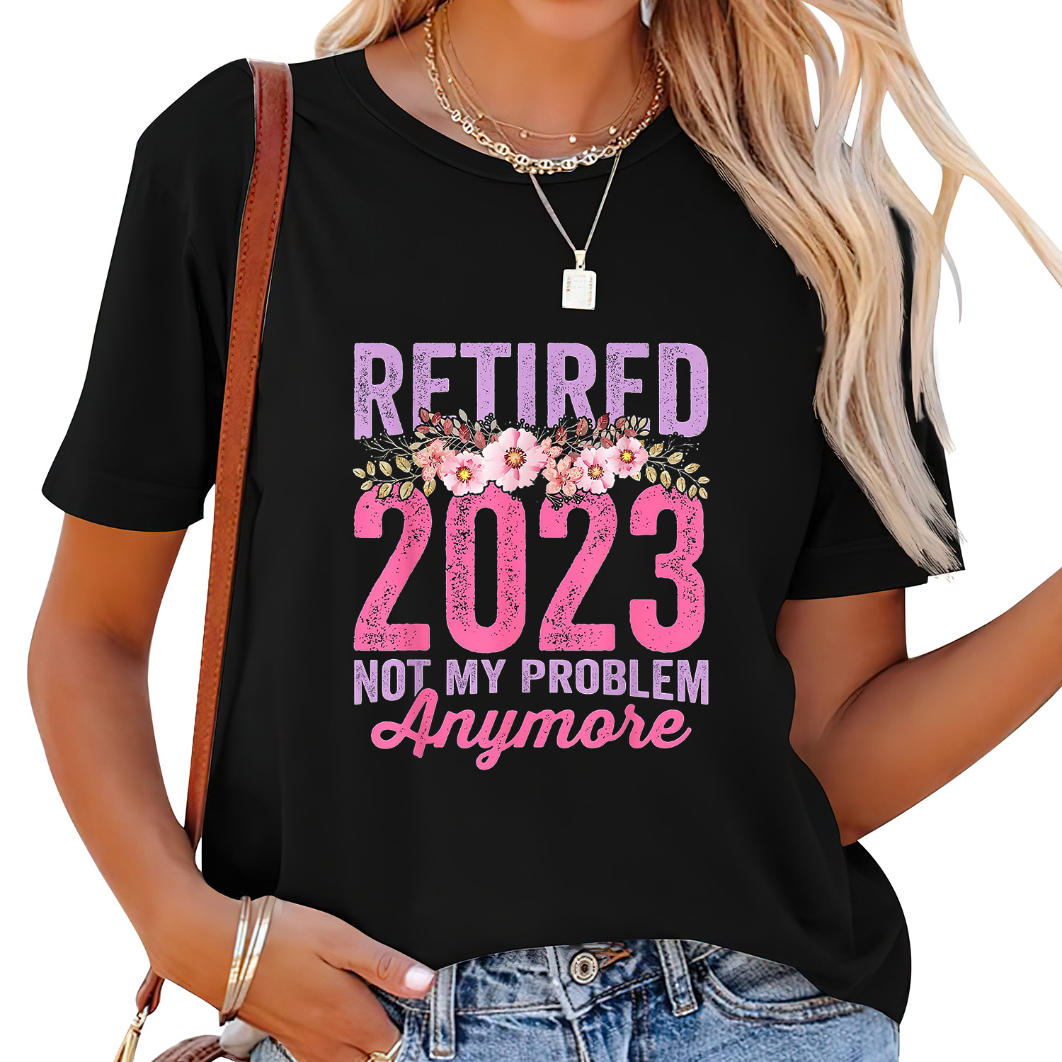 Retirement Gifts for Women 2023 Retired 2023 Cute Pink T Shirt Black ...