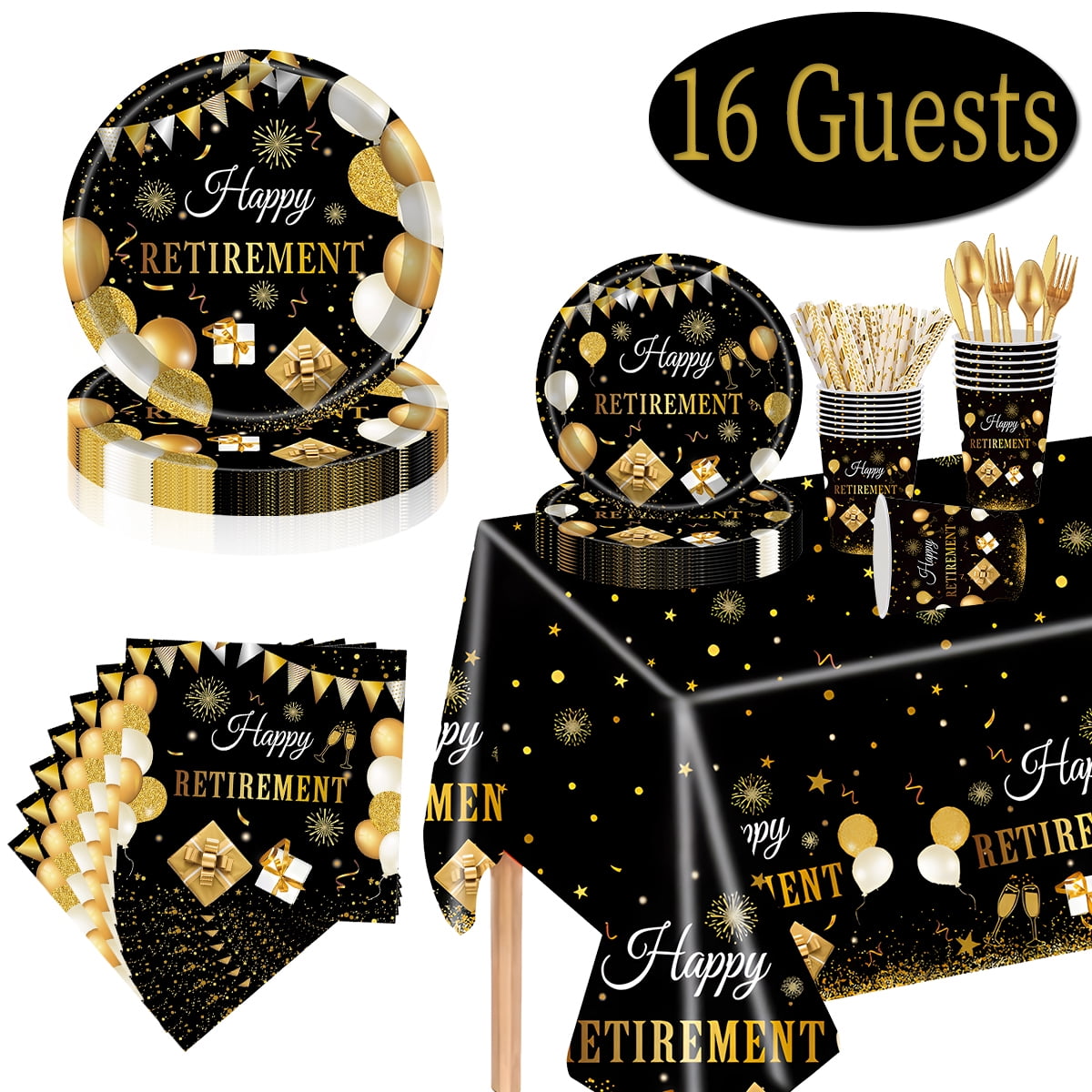 Retirement Paper Plates and Napkins Disposable Dinnerware Retirement ...