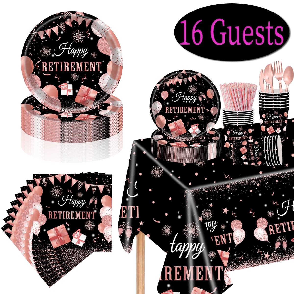 Retirement Paper Plates and Napkins Disposable Dinnerware Retirement ...