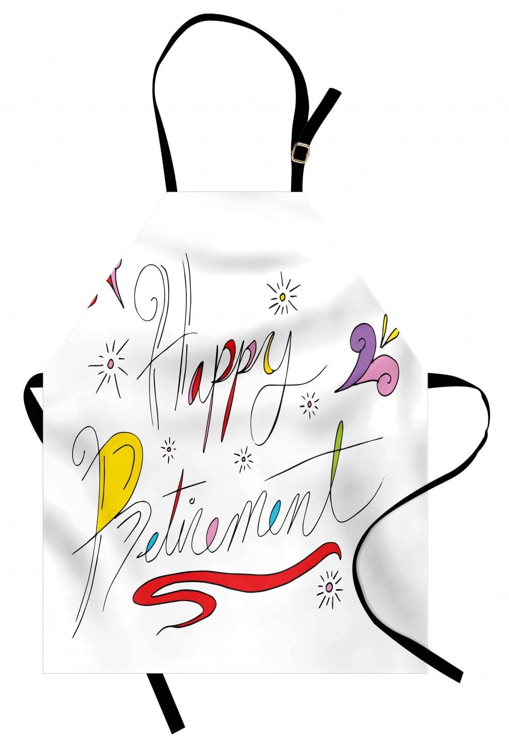 Retirement Party Apron, Colorful Hand-Drawn Doodle Happy Retirement ...