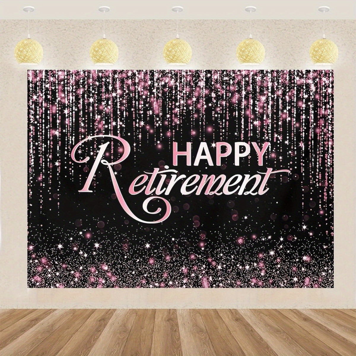 Retirement Party Backdrop -Pink "Happy Retirement" Banner , Durable ...