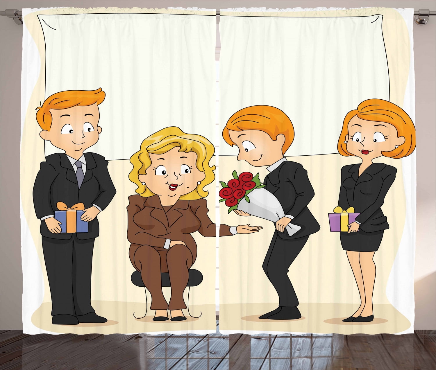 Retirement Party Curtains 2 Panels Set, Illustration of a Retirement ...