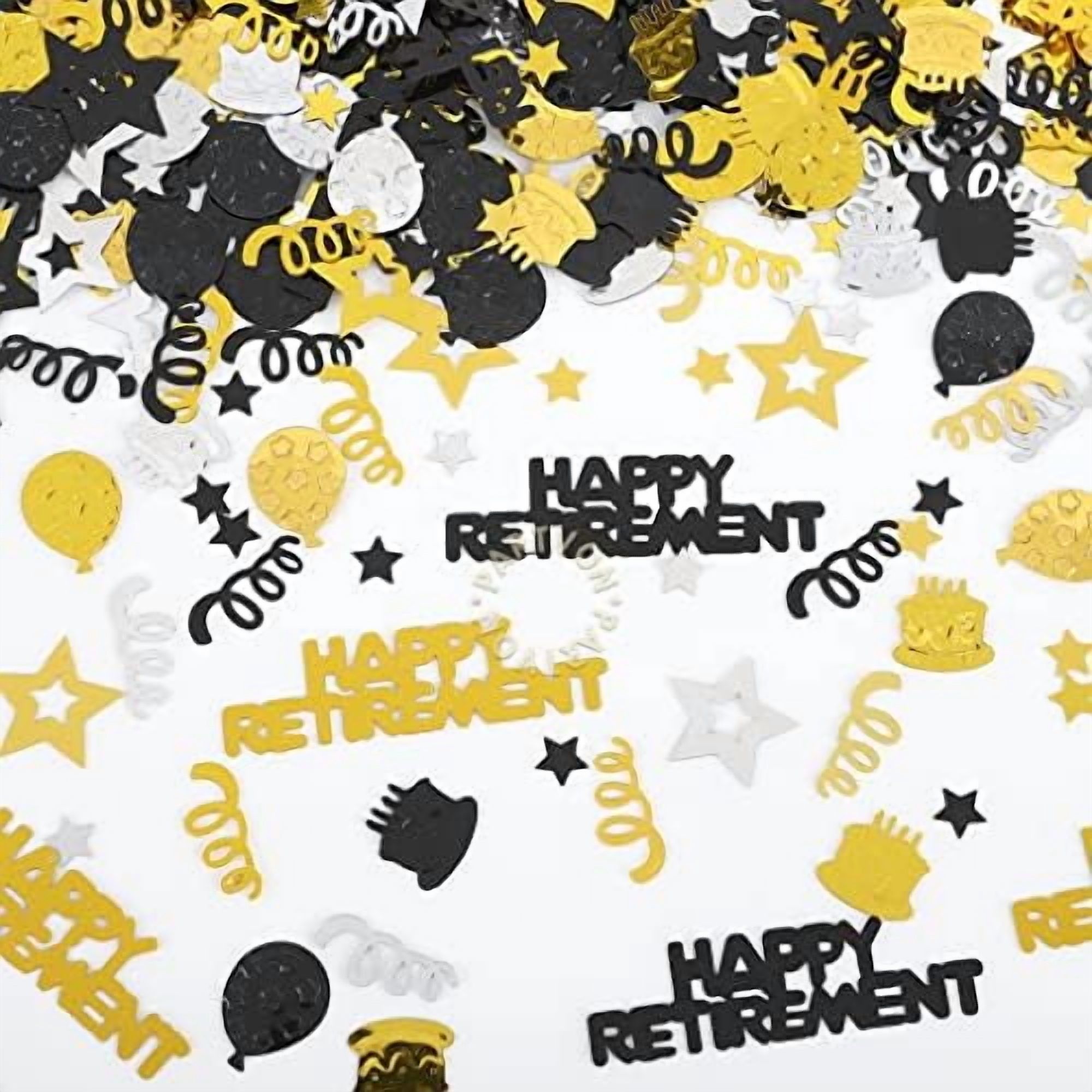 Retirement Party Decorations Black Gold Happy Retirement Confetti ...
