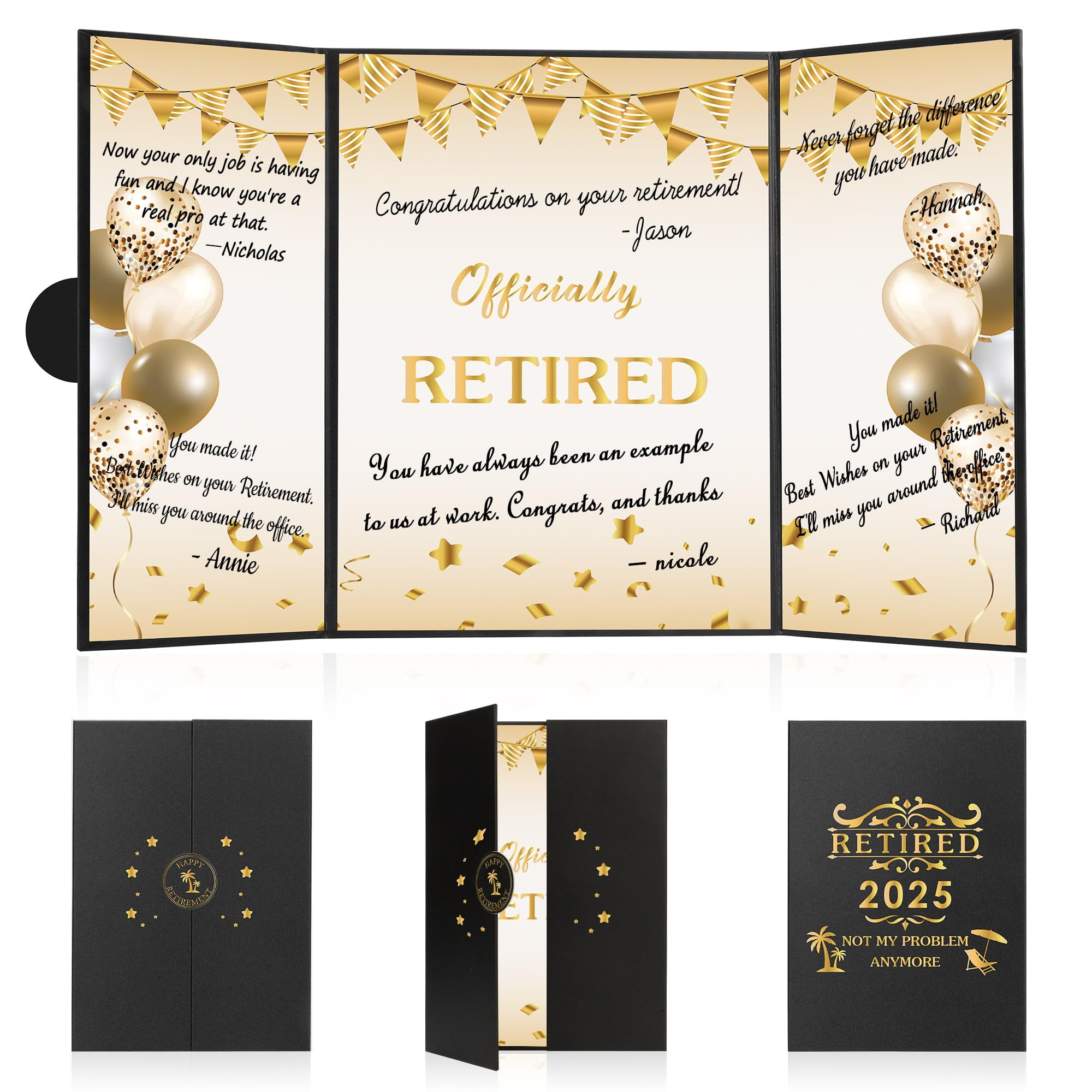 Retirement Party Decorations CORNET Black And Gold Happy Retirement ...