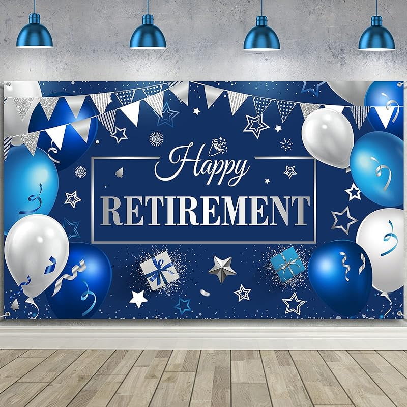 Retirement Party Decorations, Extra Large Fabric Retirement Sign Banner ...