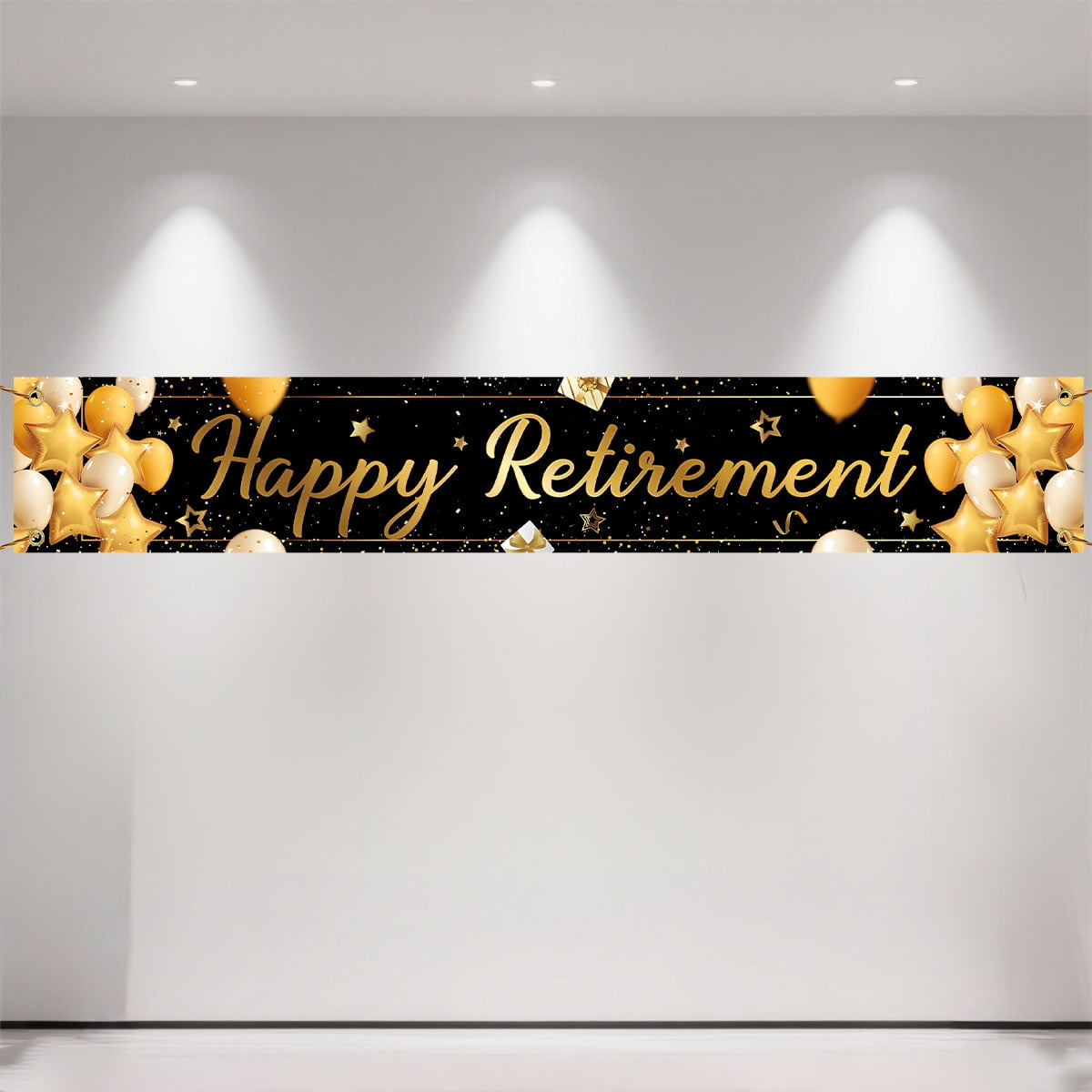 Retirement Party Decorations Happy Retirement Banner Black and Gold ...