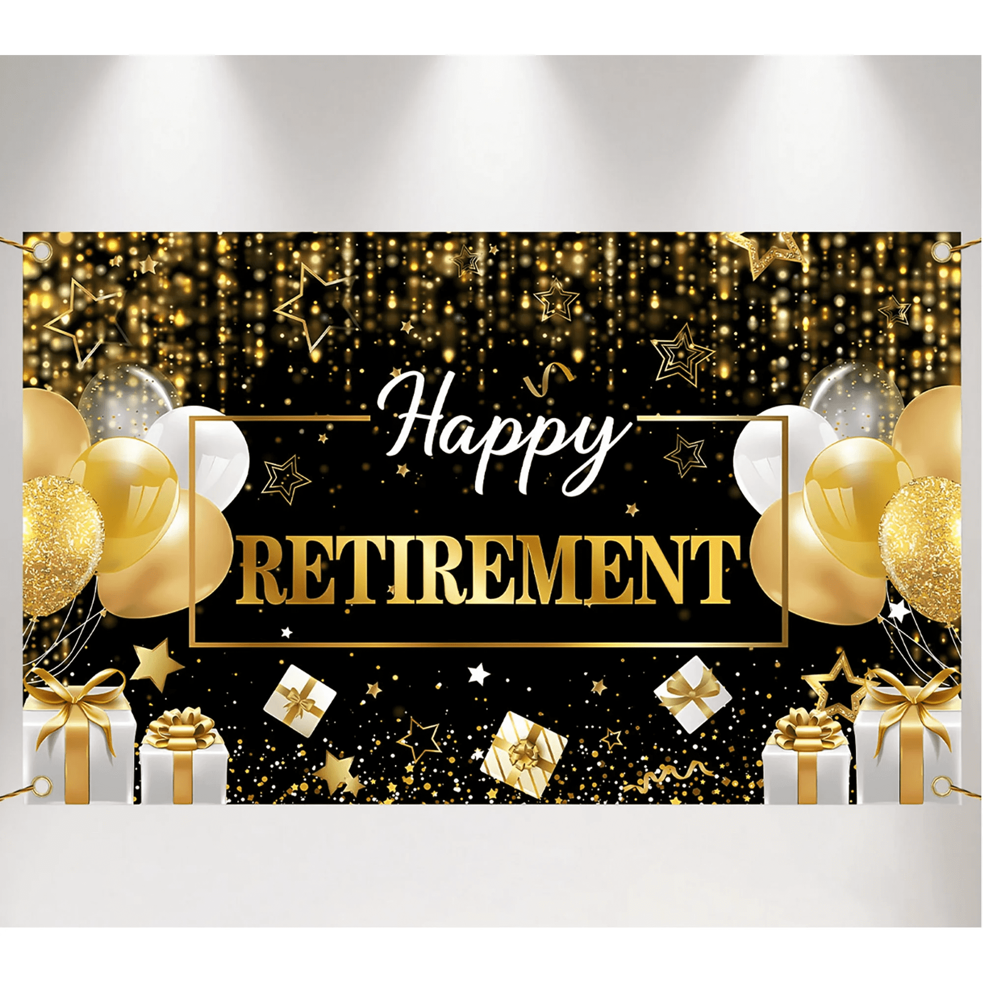 Retirement Party Decorations Happy Retirement Banner Black and Gold ...