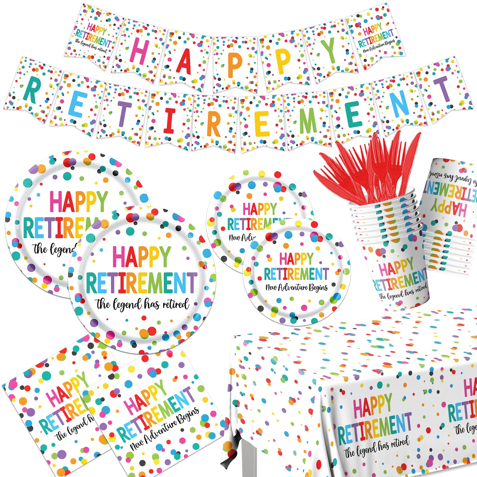 Retirement Party Supplies,142pcs Retirement STF9 Plates and Napkins ...