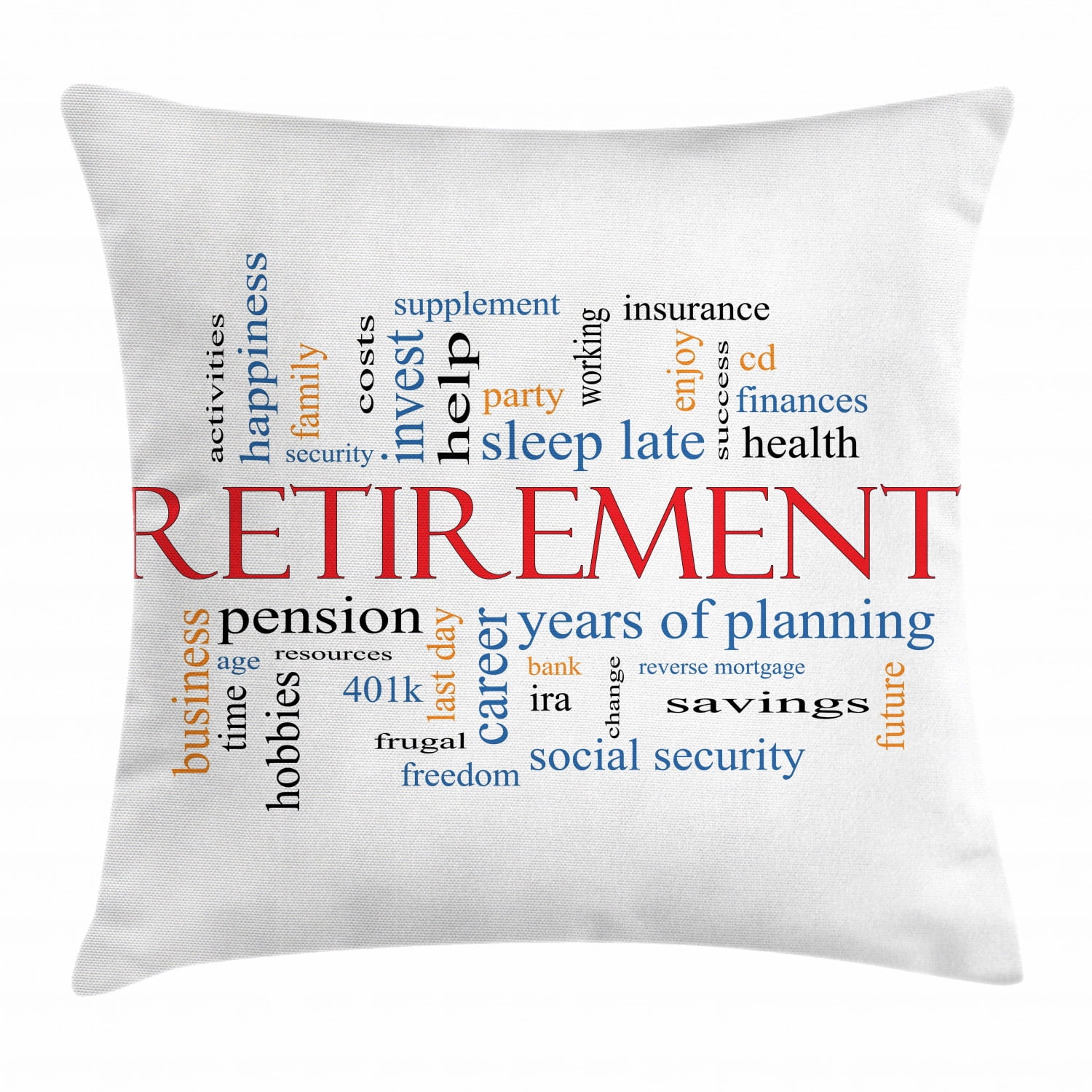 Retirement Party Throw Pillow Cushion Cover, Word Cloud Concept ...