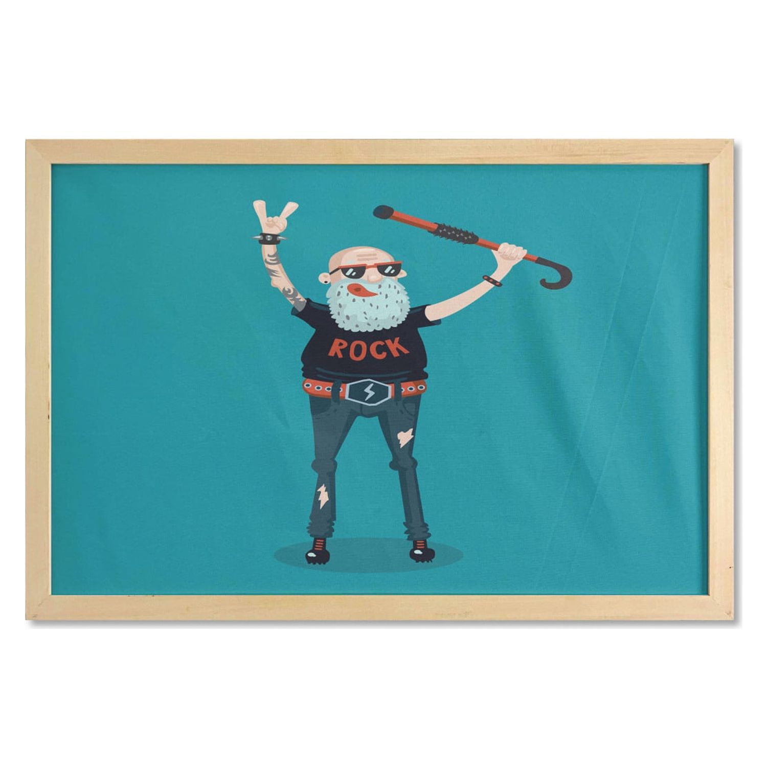 Retirement Party Wall Art with Frame, Cartoon Illustration of Rock and ...