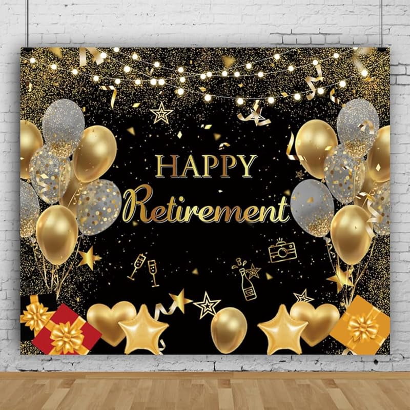 Retirement Photography Backdrop Gold Balloon Congration Retirement ...