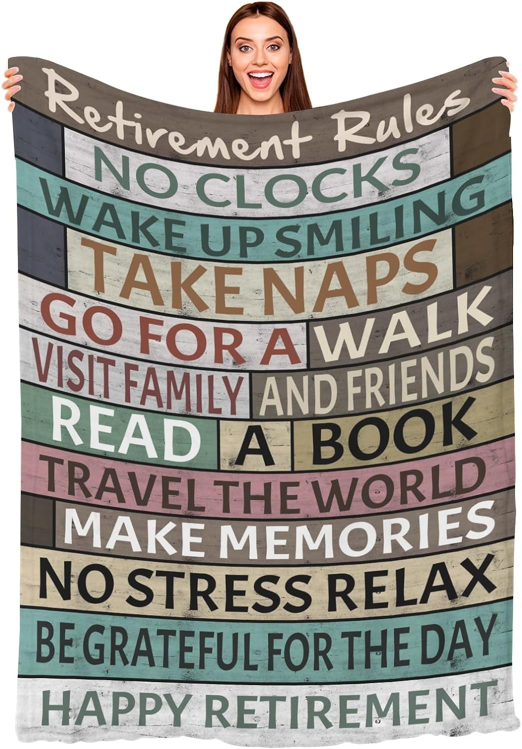 Retirement Rules Throw Blanket Gift for Men Women, Funny Coworker ...