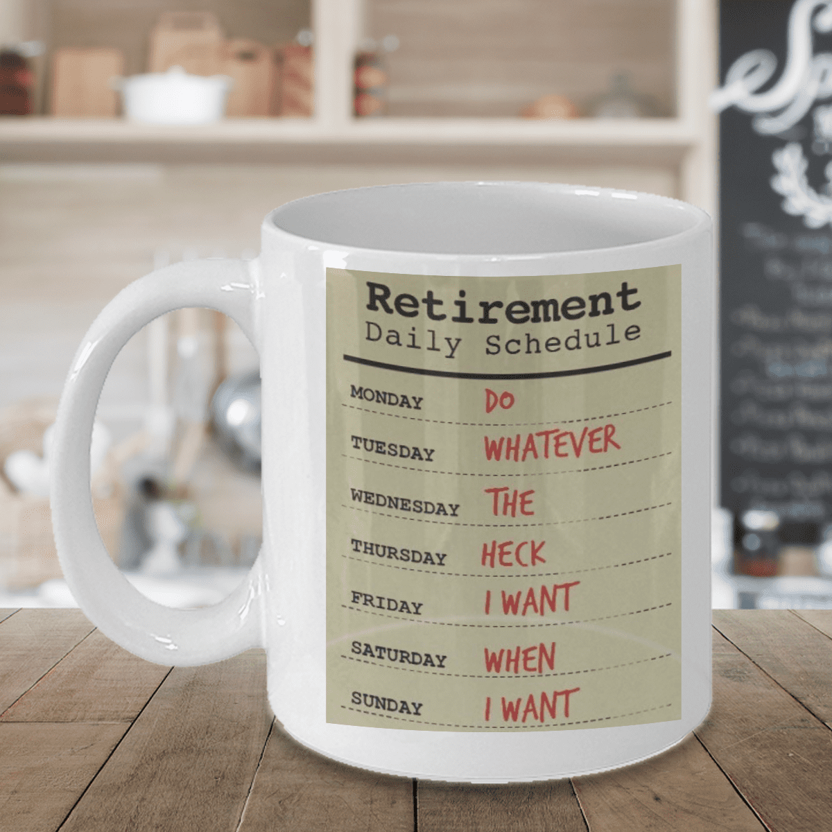 Retirement Schedule Do Whatever Funny White Coffee Mugs Ceramic Tea ...