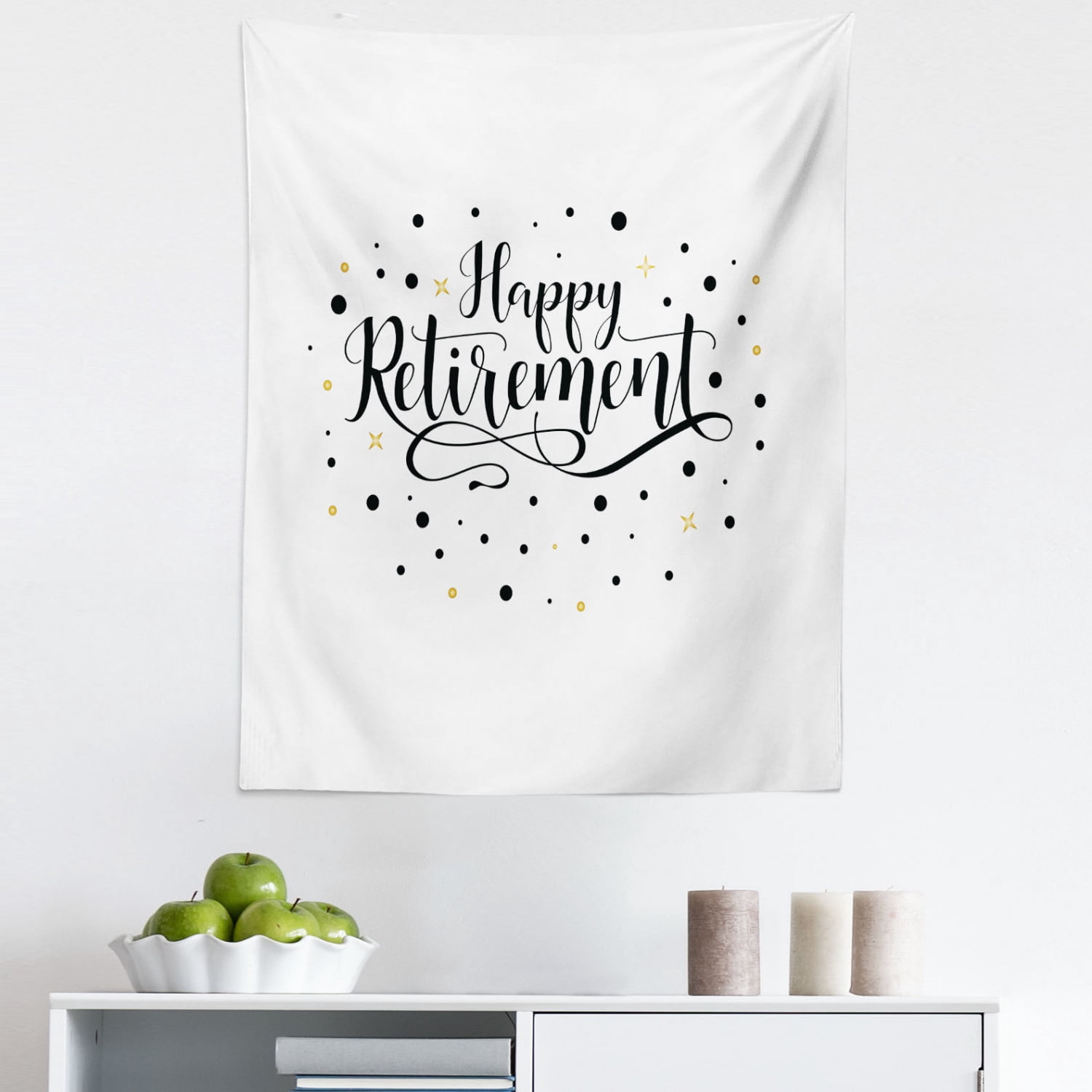 Retirement Tapestry, Curlicue Style Hand-Written Saying Happy ...