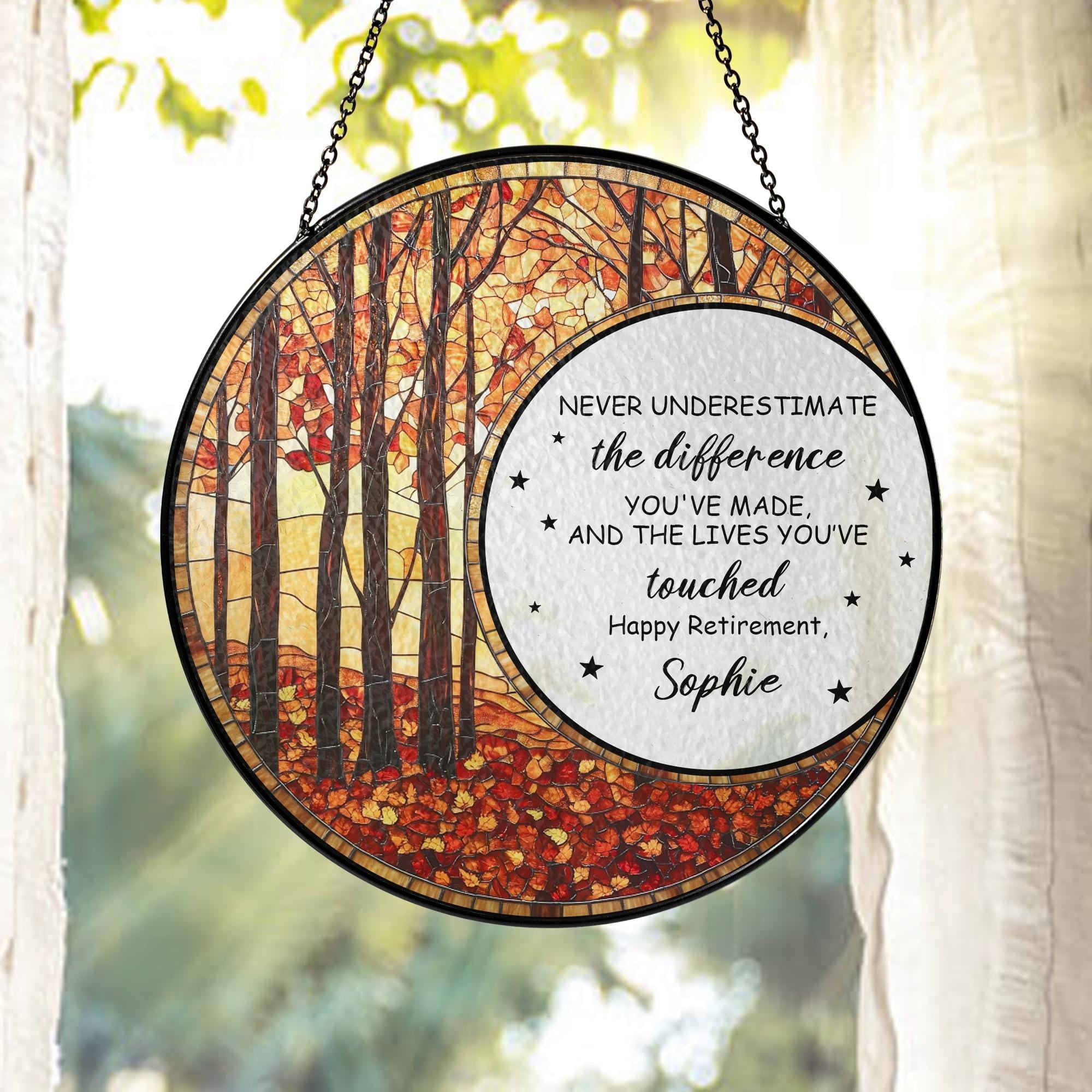 Retirement Window Decor Stained-Glass-Style Acrylic Suncatcher ...