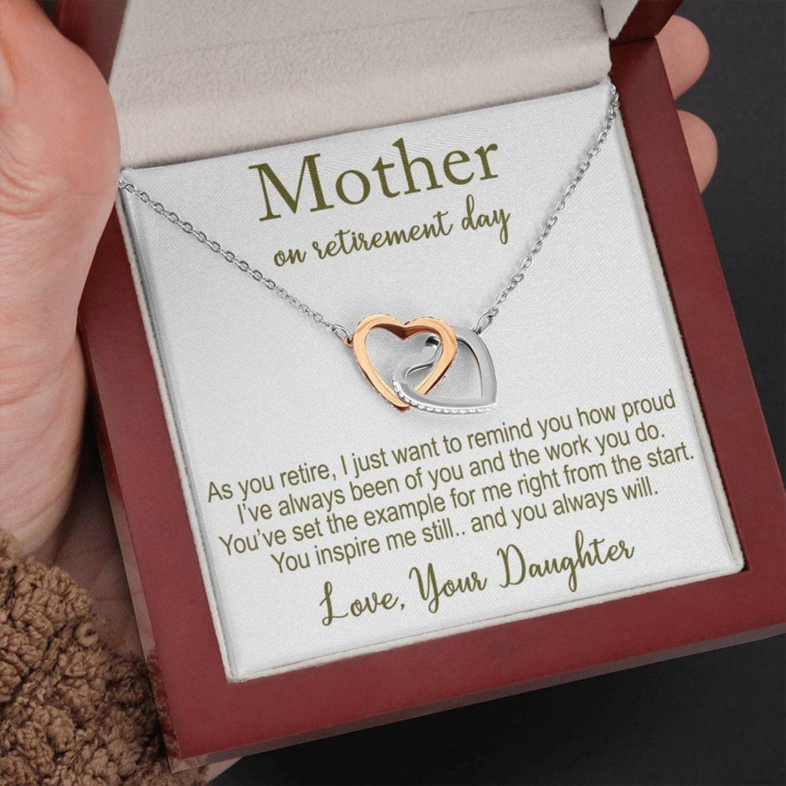 RetirementFor Mom Heart Necklace Message Retiring Mother Unique ...