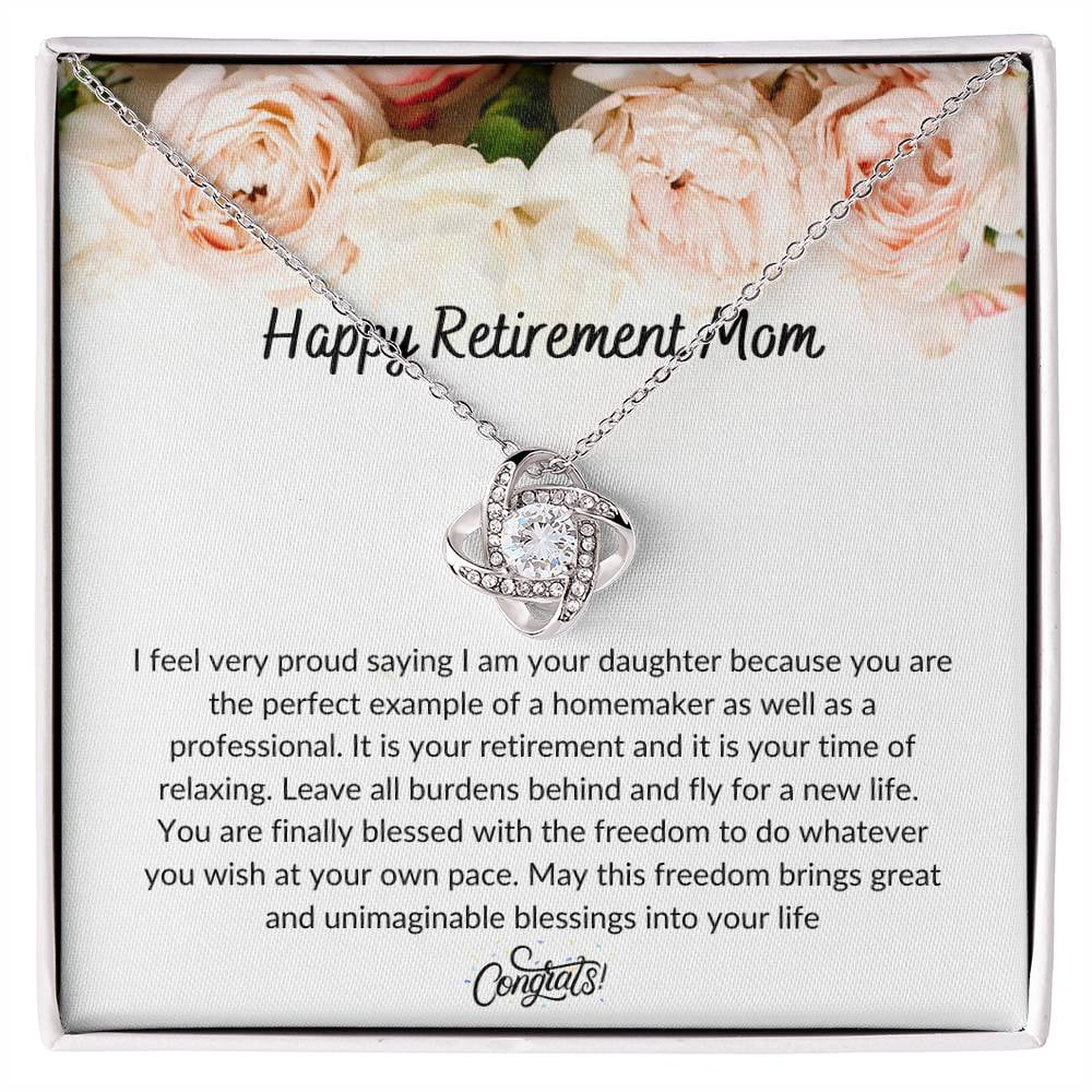 Retiring Mom - Love Knot Necklace - Message Card & Gift Box - Walmart.com