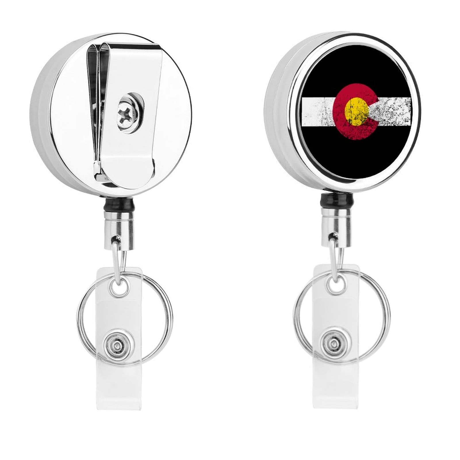 Retor Colorado Logo Metal Retractable Badge Clips with Clear PVC Straps ...