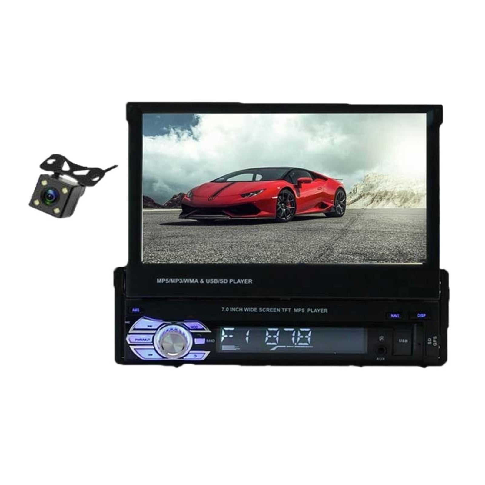 Retractable 1 Din Radio Car Stereo Audio 7 inch MP5 MP4 Player Aux/USB ...